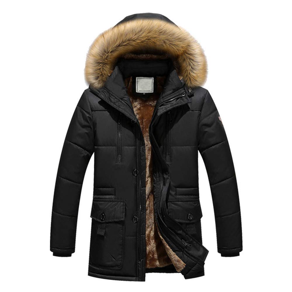 Teresamoon Men Winter Warm Hooded Zipped Thick Solid Fleece Coat Cotton-padded jacket (Most Wished & Gift Ideas)