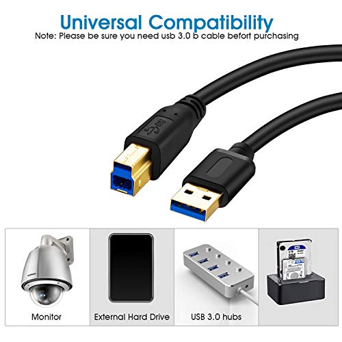 Jelly Tang USB 3.0 Cable A Male to B Male 10Ft,Superspeed USB 3.0 A-B/A Male to B Male Cable - for Scanner, Printers, Desktop External Hard Drivers and More(10Ft/3M)