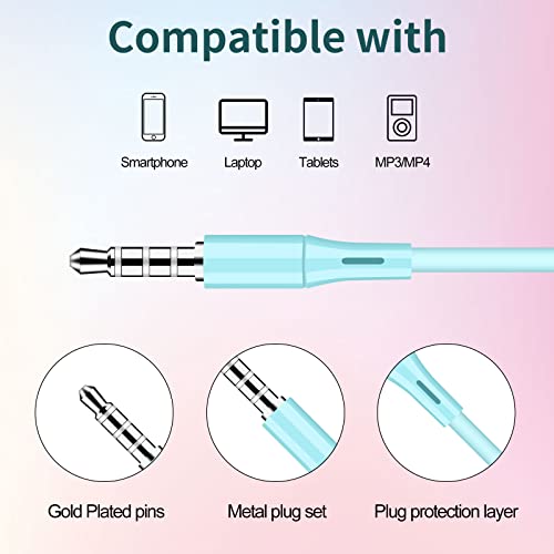 ELOVEN 3 Pack Earbuds 3.5mm Wired Headphone Stereo Sound Wired Earbuds Deep Base Noise Cancelling in-Ear Headset with Mic Volume Control Compatible for iPhone Samsung MP3/4 3 Pack Pink+Blue+White