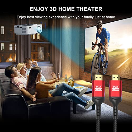 ALLEASA 8K HDMI Cable, Ultra 48Gbps High Speed 12 FT HDMI Cable, 12 Foot hdmi Cable -4K@120Hz 8K@120Hz, eARC, HDR10, DTS:X, HDCP 2.2 & 2.3, Compatible with PS4/5,Blu-ray, Monitor,PC and More(2 Pack)