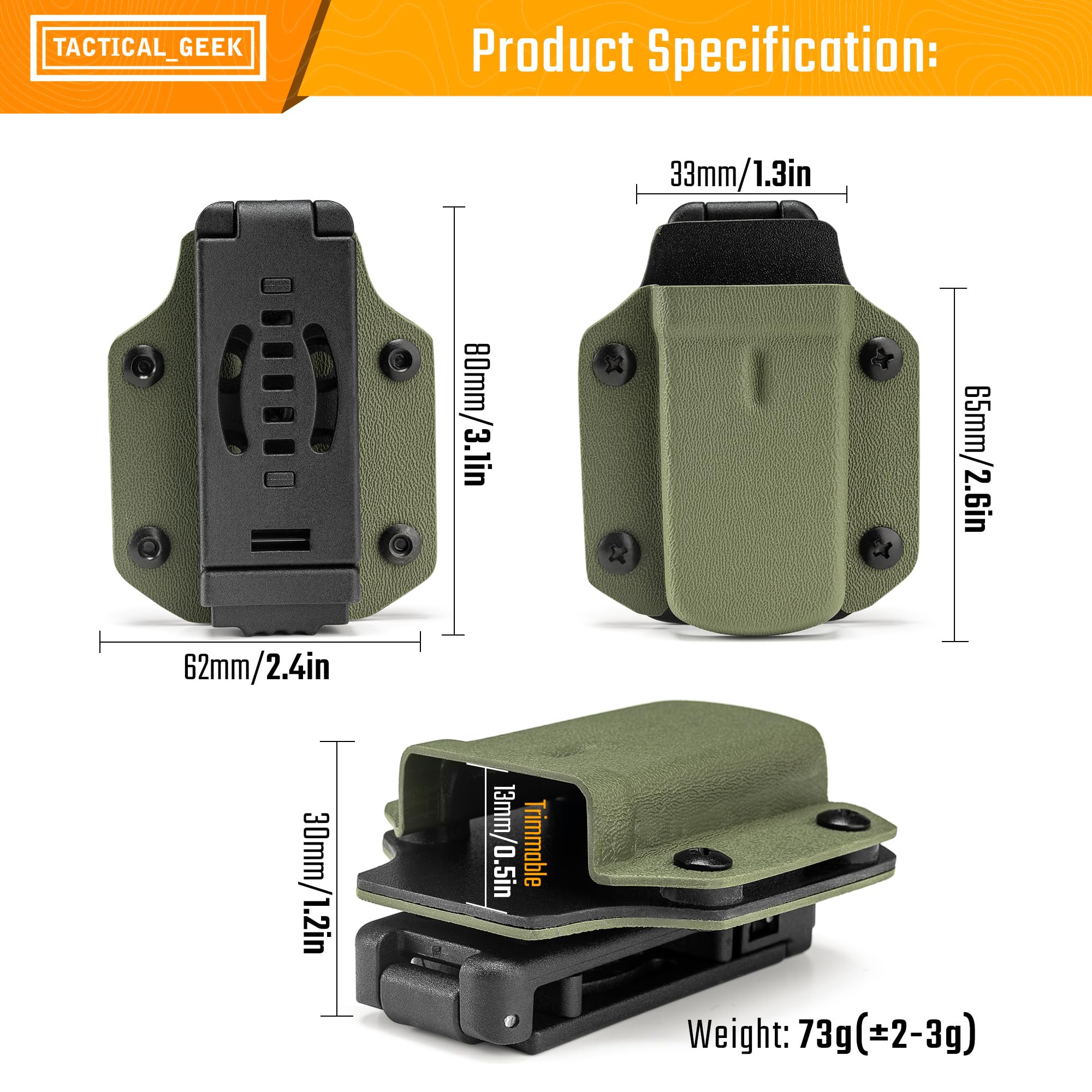TACTICAL GEEK TX3 Multi-Tool Sheath, Multi Tool Holster, Thickness Adjustable Multi-Tool Holder with Back Clip for Belt, Multi-Tool not Included(Green)