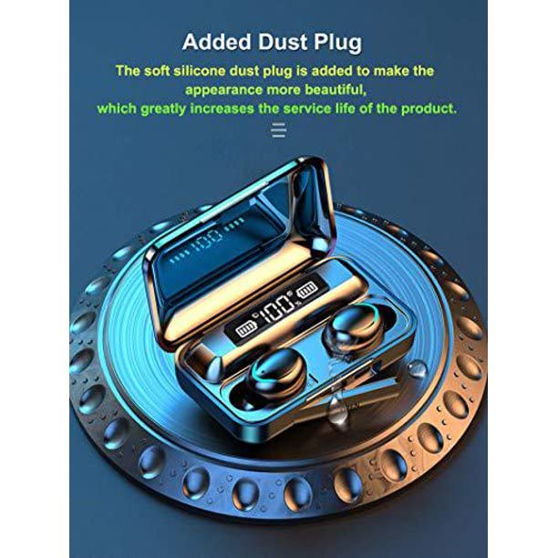 GrowToChoice in-Ear Headphone Waterproof LCD Display Stereo Power Bank Mobile Phone Wireless Earbuds