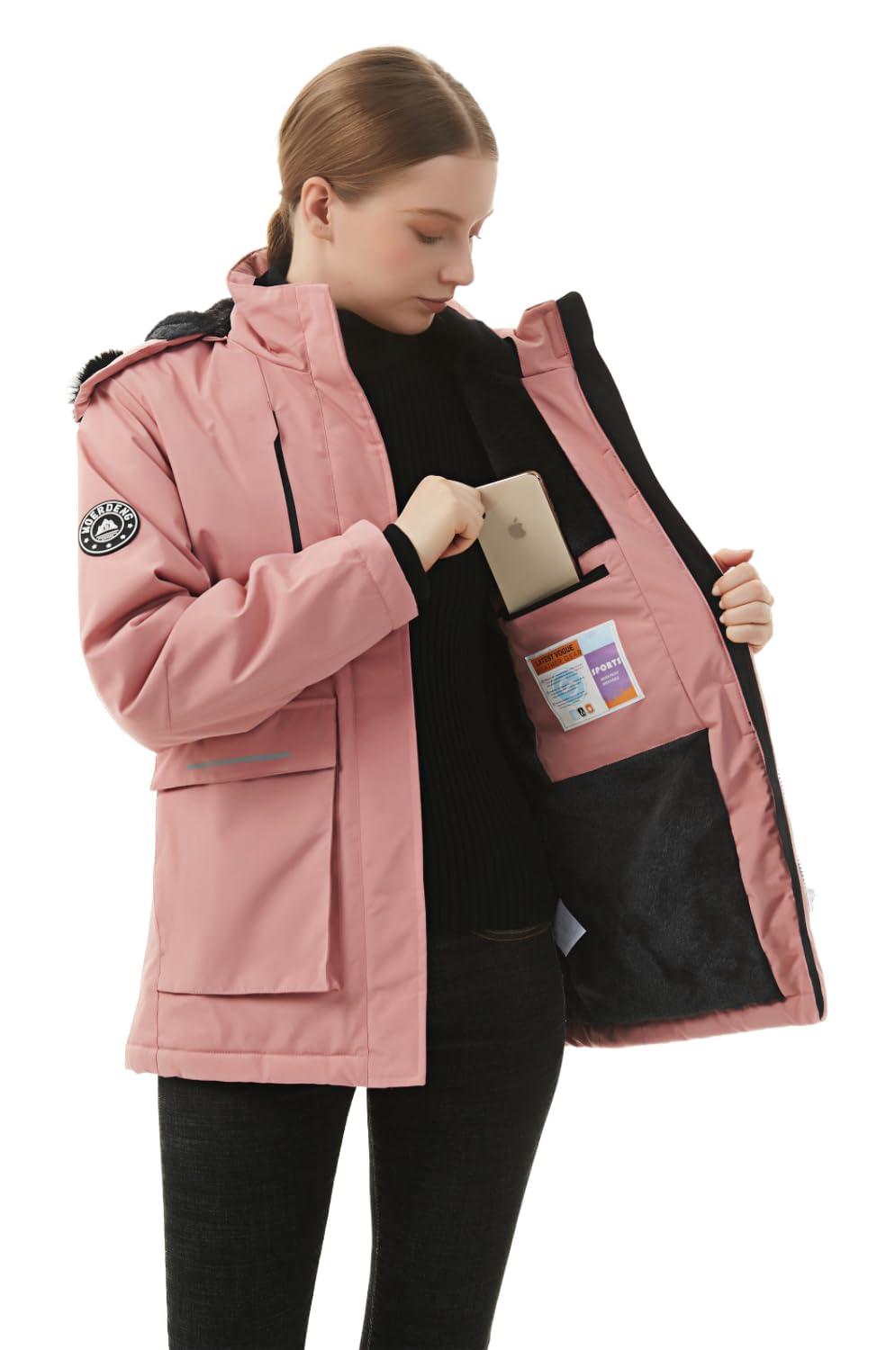 MOERDENG Women's Waterproof Winter Snow Coat Windproof Ski Jacket Hooded Snowboarding Jackets