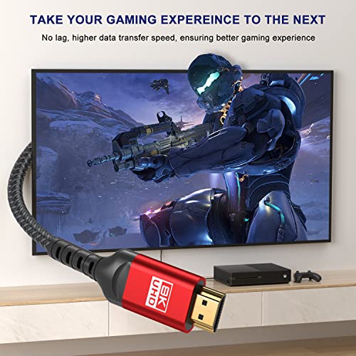 ALLEASA 8K HDMI Cable, Ultra 48Gbps High Speed 12 FT HDMI Cable, 12 Foot hdmi Cable -4K@120Hz 8K@120Hz, eARC, HDR10, DTS:X, HDCP 2.2 & 2.3, Compatible with PS4/5,Blu-ray, Monitor,PC and More(2 Pack)