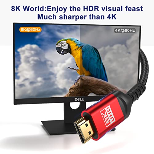 ALLEASA 8K HDMI Cable, Ultra 48Gbps High Speed 12 FT HDMI Cable, 12 Foot hdmi Cable -4K@120Hz 8K@120Hz, eARC, HDR10, DTS:X, HDCP 2.2 & 2.3, Compatible with PS4/5,Blu-ray, Monitor,PC and More(2 Pack)