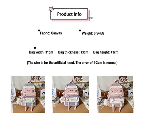 ZUCHON Kawaii Backpack with Cute Pendant & Pin,Large Capacity School Bags Aesthetic Backpacks for School Cute Bookbags (with Lunch Bag) Purple