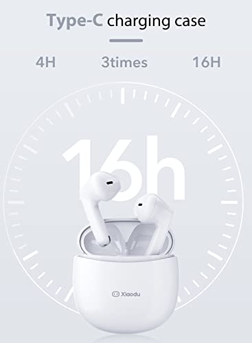 XIAODU Smart Wireless Earbuds, Voice Note Lightweight Headphone, with 13mm Dynamic Driver Unit and Type-C Charging Case, Mic, Sweat Proof, in-Ear Stereo Earphones for Sports