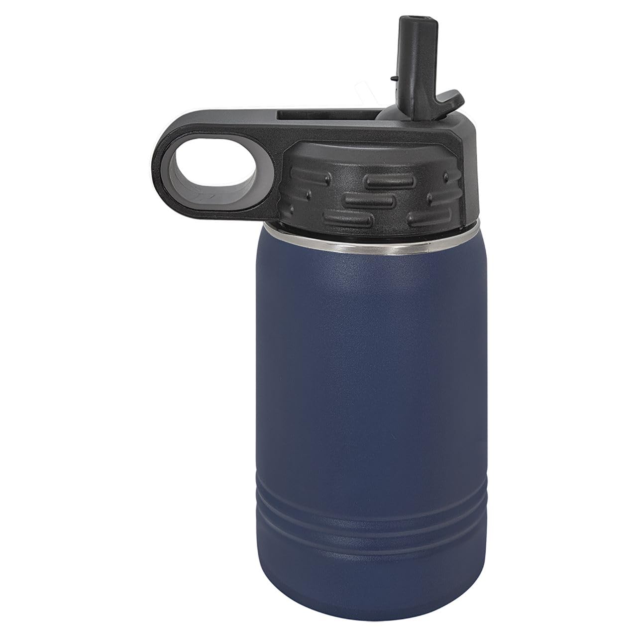 LaserGram Personalized Water Bottle, Koala Bear, Stainless Steel Double Wall Vacuum Insulated with Flip Top Straw, Custom Engraved Gift (12oz / 335ml Navy Blue)