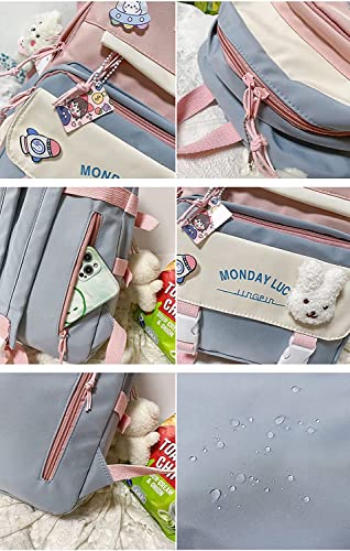 ZUCHON Kawaii Backpack with Cute Pendant & Pin,Large Capacity School Bags Aesthetic Backpacks for School Cute Bookbags (with Lunch Bag) Purple