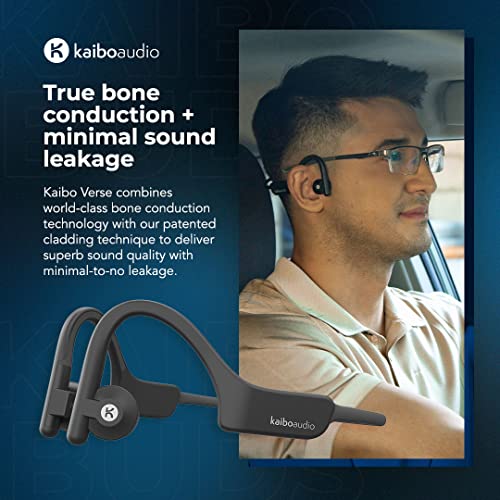 K KAIBOAUDIO Kaibo Verse - Bone Conduction Headphones - Multipoint Pairing - Open Ear Bluetooth Earphones - Water-Resistant - USB-C Quick Charging - Smart Touch Control (Midnight Black)