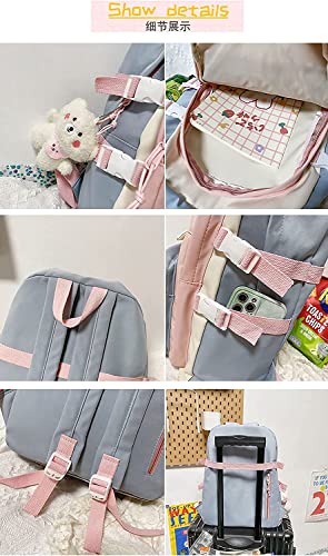 ZUCHON Kawaii Backpack with Cute Pendant & Pin,Large Capacity School Bags Aesthetic Backpacks for School Cute Bookbags (with Lunch Bag) Purple
