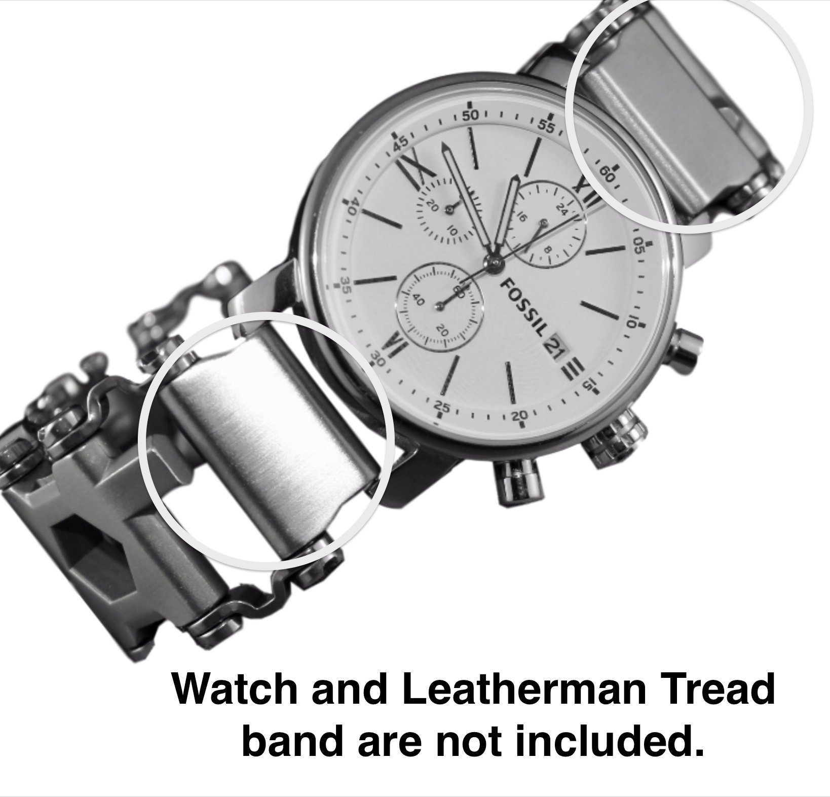Link- watch adapter compatible with LEATHERMAN TREAD - Stainless Steel (compatible with Apple watch 44mm/ 42mm, Stainless Steel, TREAD)