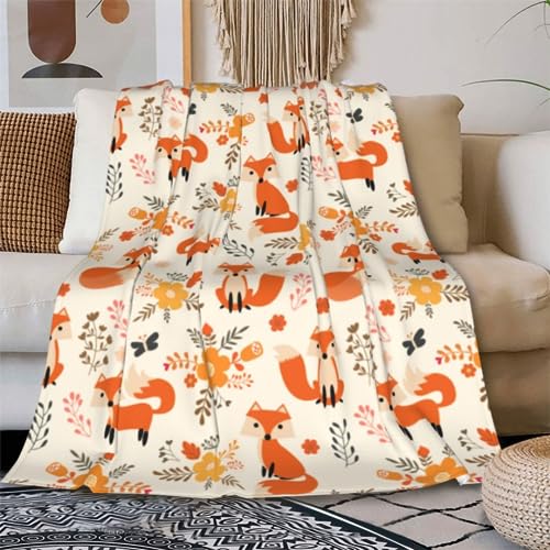 Fox Throw Blanket Soft Cozy Flannel Blankets Lightweight Warm Blanket Bed Couch Sofa for All Seasons Kids Boys Girls Men Women Gifts 60"X50"