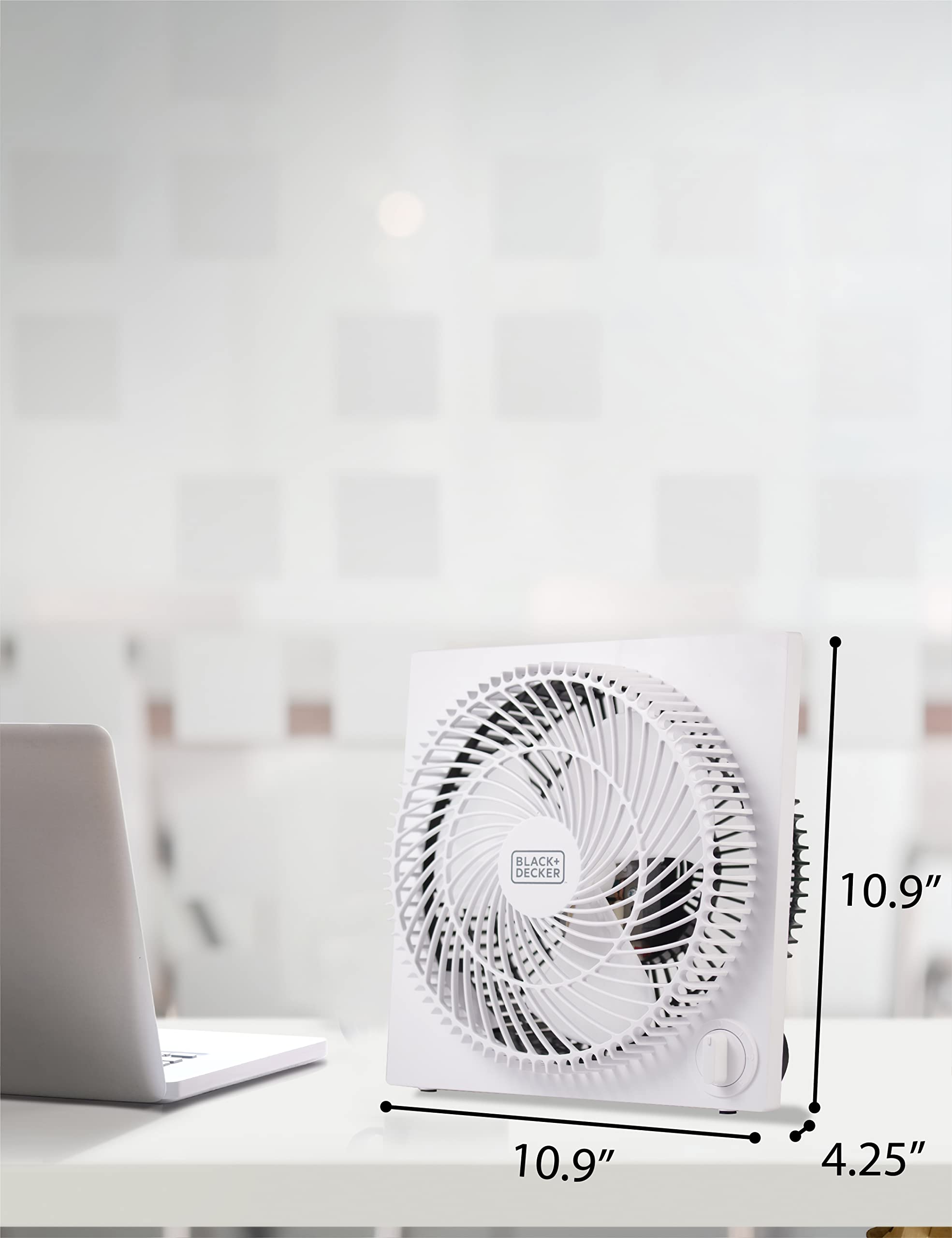 BLACK+DECKER Mini – Tabletop Quiet 9 Inch Desk Box Fans Frameless BFB09W White