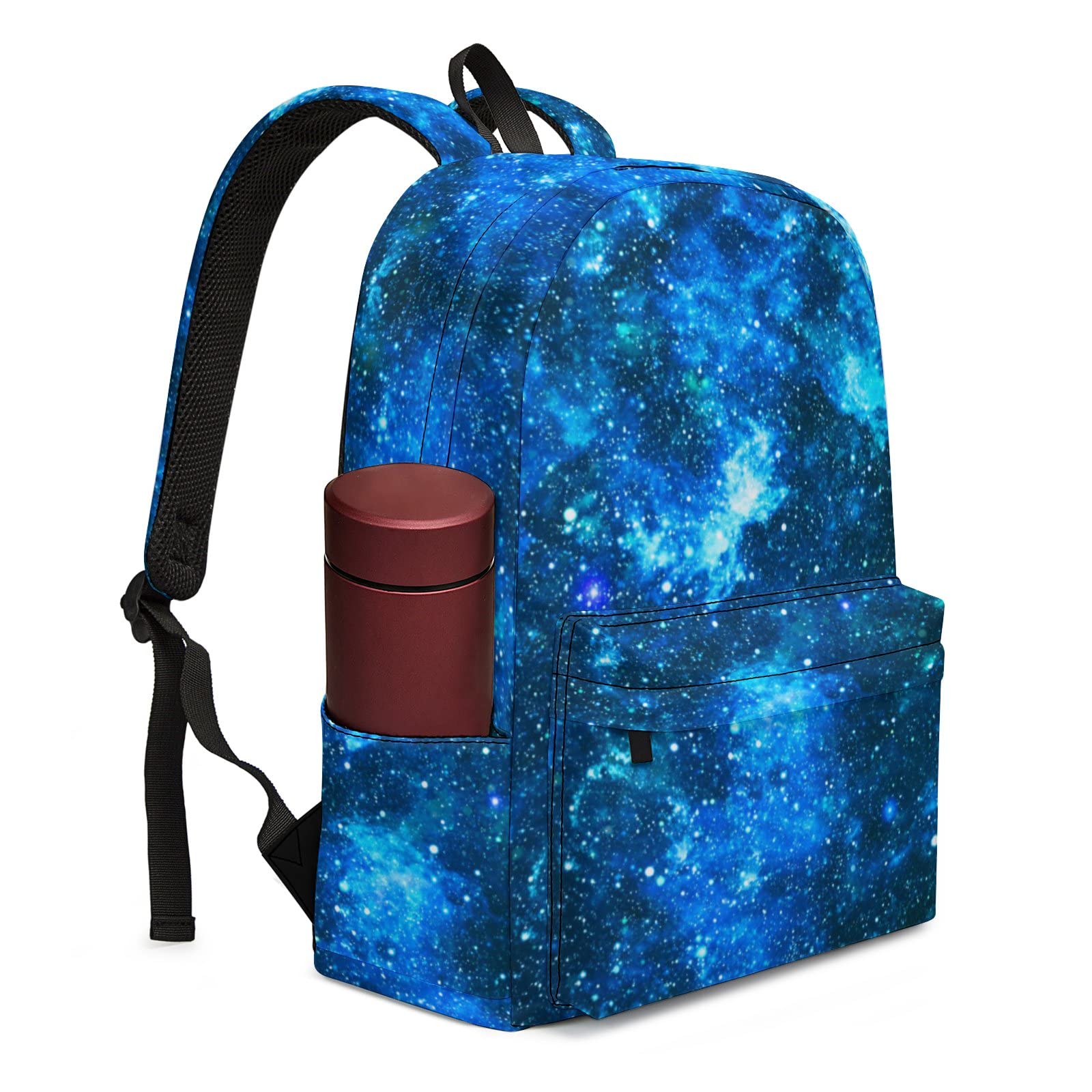 Qlonrewt Boys Girls Backpack for School, 17 Inch Aesthetic Laptop Backpacks for Travel Elementary College Middle High School, Large Capacity Bookbag School Bag Casual Daypack(Galaxy Blue)