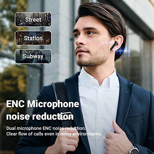 kauguo Wireless Earbuds, Bluetooth 5.3 Headphones,4-Mic Call Noise Reduction 36H Playtime IPX6 Sports Waterproof Earphones, HiFi Stereo, Touch Control with Type-C Charging for iOS Android Black