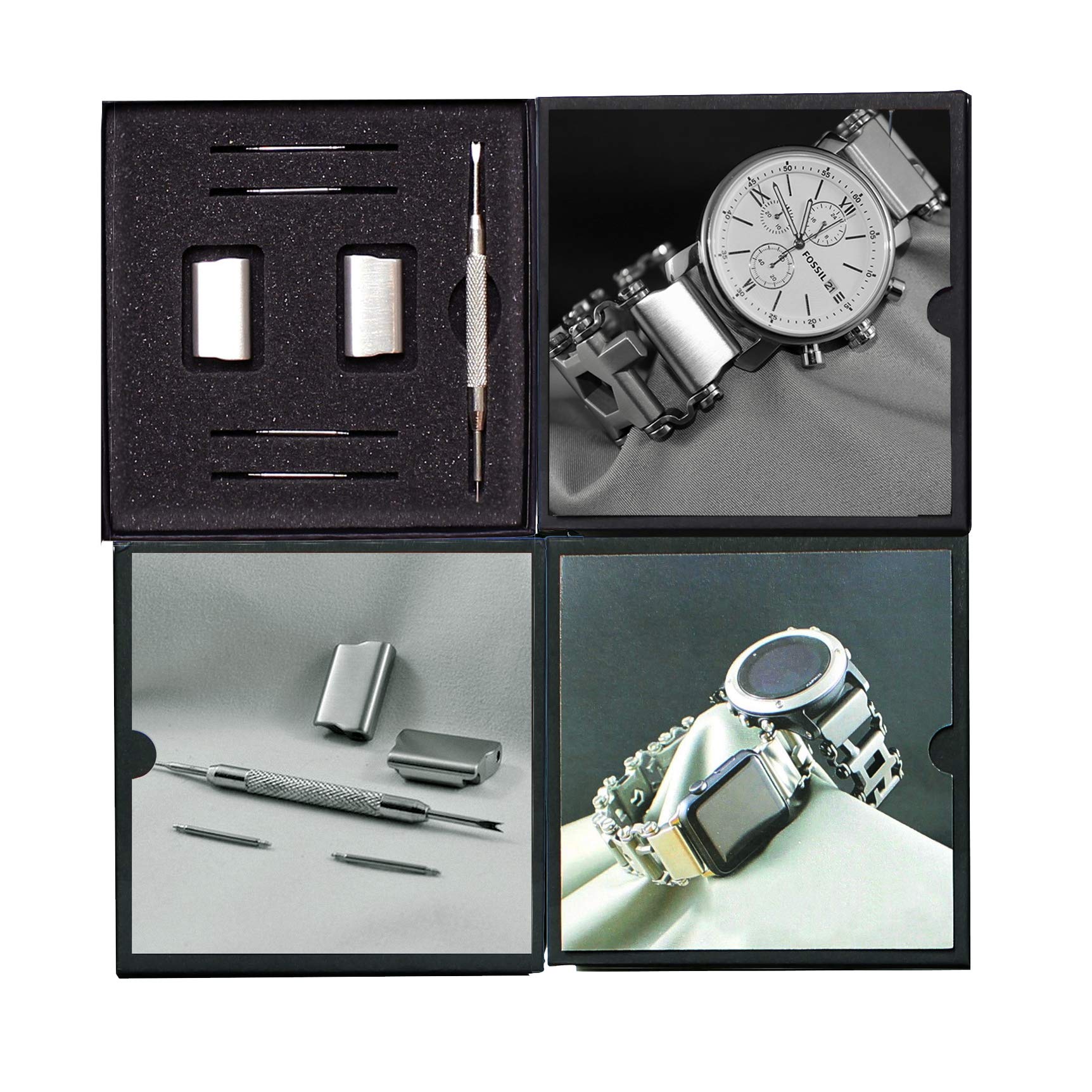 Link- watch adapter compatible with LEATHERMAN TREAD - Stainless Steel (compatible with Apple watch 44mm/ 42mm, Stainless Steel, TREAD)
