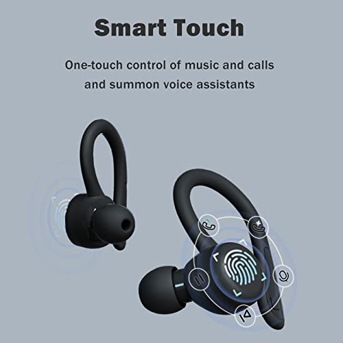 Pink Over the Ear Wireless Earbuds with Earhooks Bluetooth Earbuds with Ear Hook Workout Running Sport Headphones Waterproof Ear Buds Small Mini Earphones Noise Cancelling Headset with Microphone
