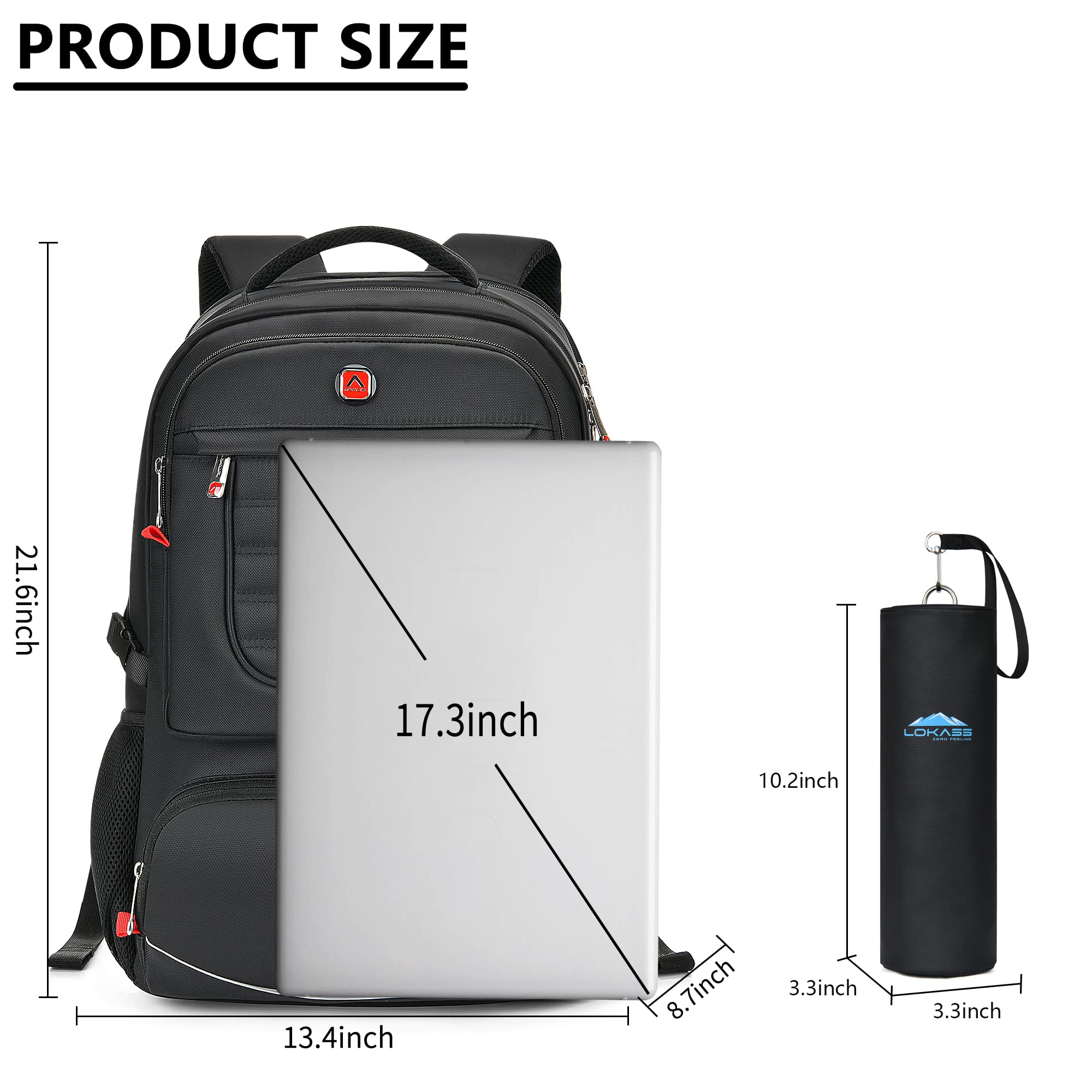 Laptop Backpack for Men Women, College School Business Work 17.3 Inch Computer Backpack Travel Bookbag with USB Charging Port, Waterproof Large Durable Carry-On Backpack (with Golf Cooler Bag)