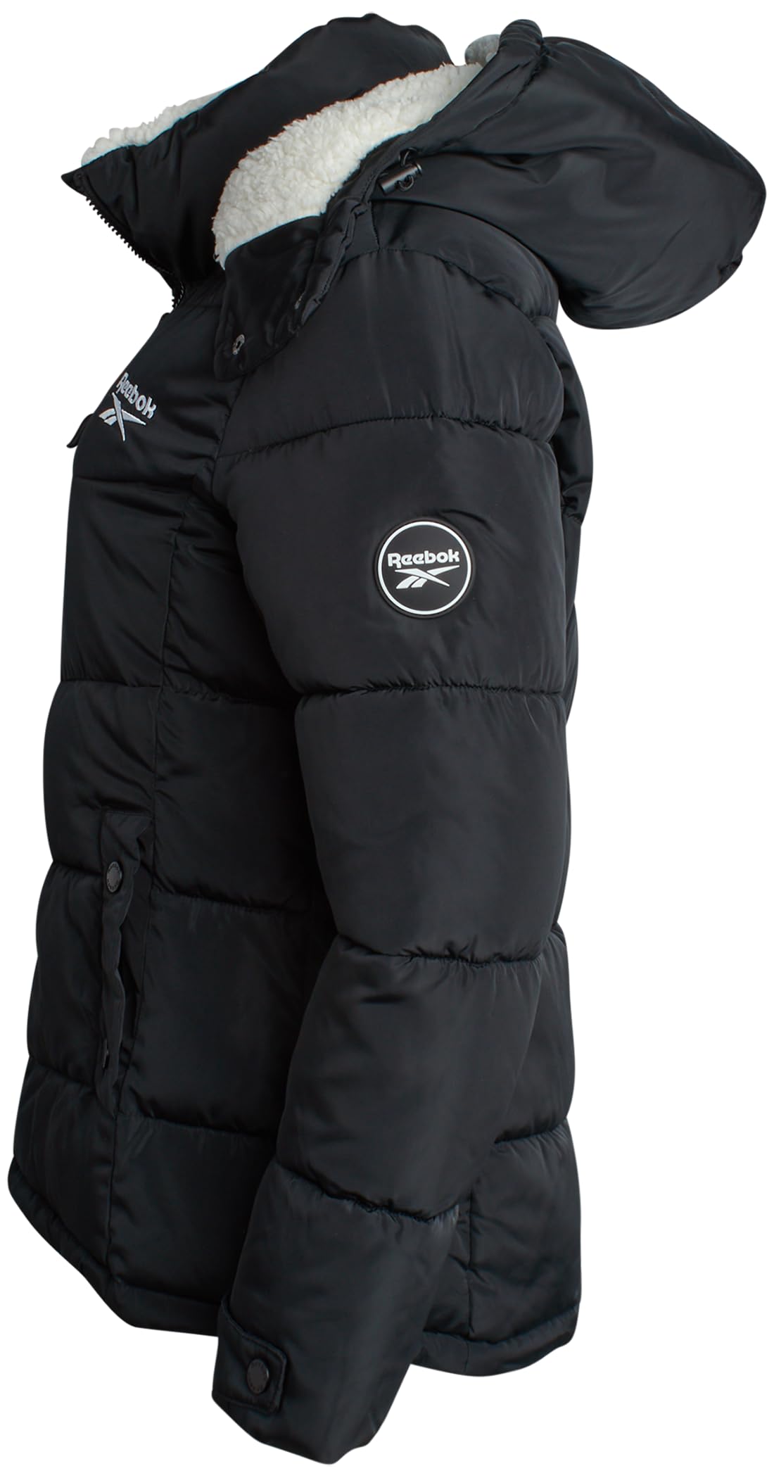 Reebok Women's Puffer Jacket - Heavyweight Quilted Puffer Jacket with Faux Fur Trim Hood - Outerwear Jackets for Women (S-XL), Size Large, Black