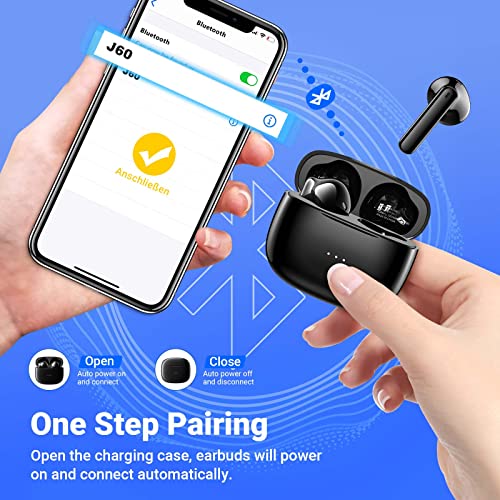 kauguo Wireless Earbuds, Bluetooth 5.3 Headphones,4-Mic Call Noise Reduction 36H Playtime IPX6 Sports Waterproof Earphones, HiFi Stereo, Touch Control with Type-C Charging for iOS Android Black