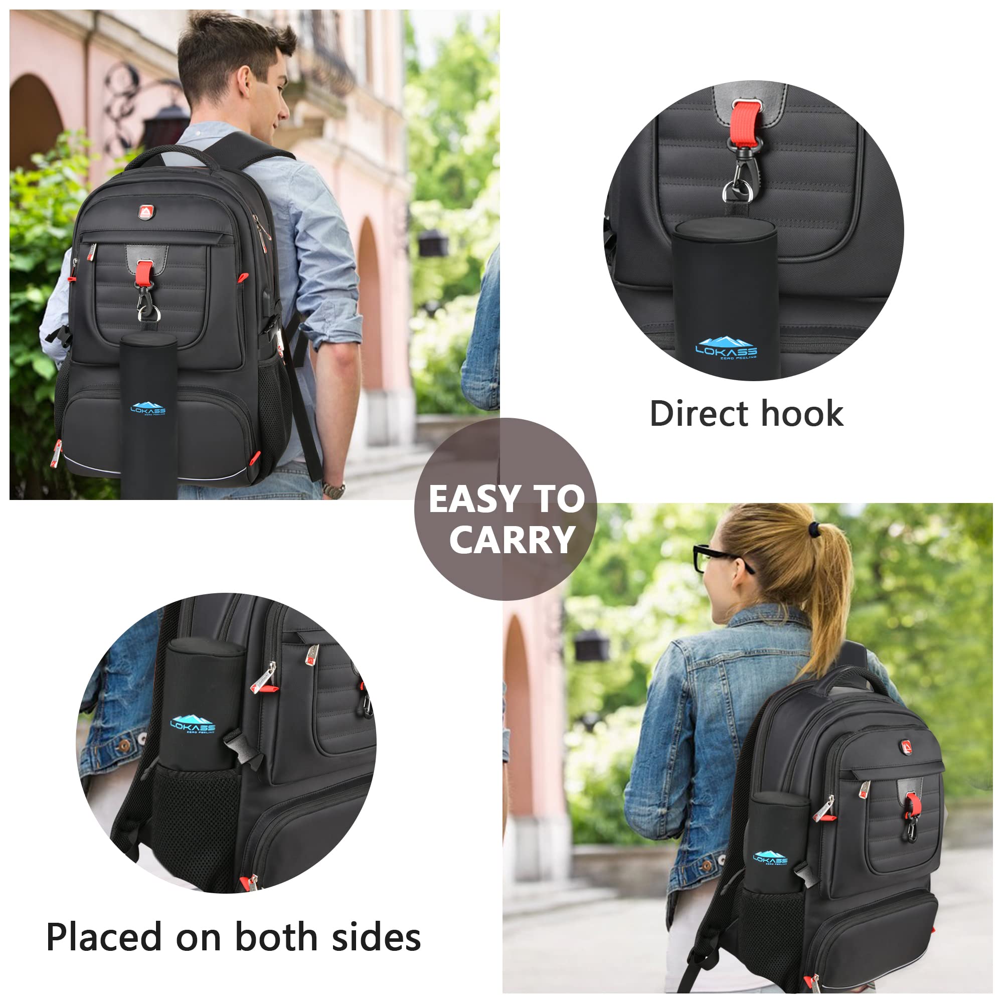 Laptop Backpack for Men Women, College School Business Work 17.3 Inch Computer Backpack Travel Bookbag with USB Charging Port, Waterproof Large Durable Carry-On Backpack (with Golf Cooler Bag)