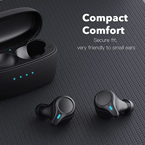 KOSETON E10 True Wireless Bluetooth Earbuds, Titanium Black β Wireless Earbuds for Running and Sport, Charging Case Included, Dual Microphones, 30 Hour Battery and Great Sound Quality