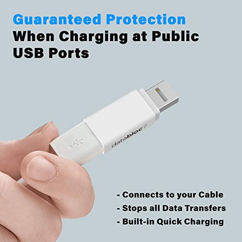 Databloc USB Data Blocker Adapter - Hacker Safe, Enhanced Data Protection - Easy Connection, Slim Profile - 2 Pack, White