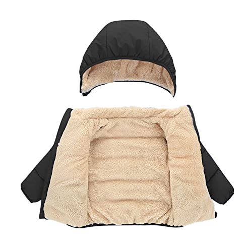 Toddler Baby Hooded Down Jacket Boys Girls Kids Thicken Warm Winter Coat Outerwear 18-24M Black