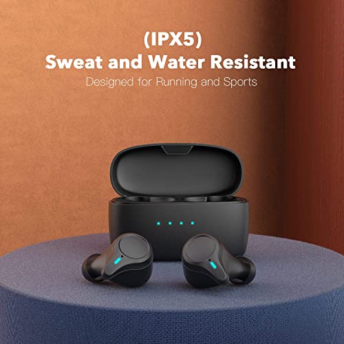 KOSETON E10 True Wireless Bluetooth Earbuds, Titanium Black β Wireless Earbuds for Running and Sport, Charging Case Included, Dual Microphones, 30 Hour Battery and Great Sound Quality