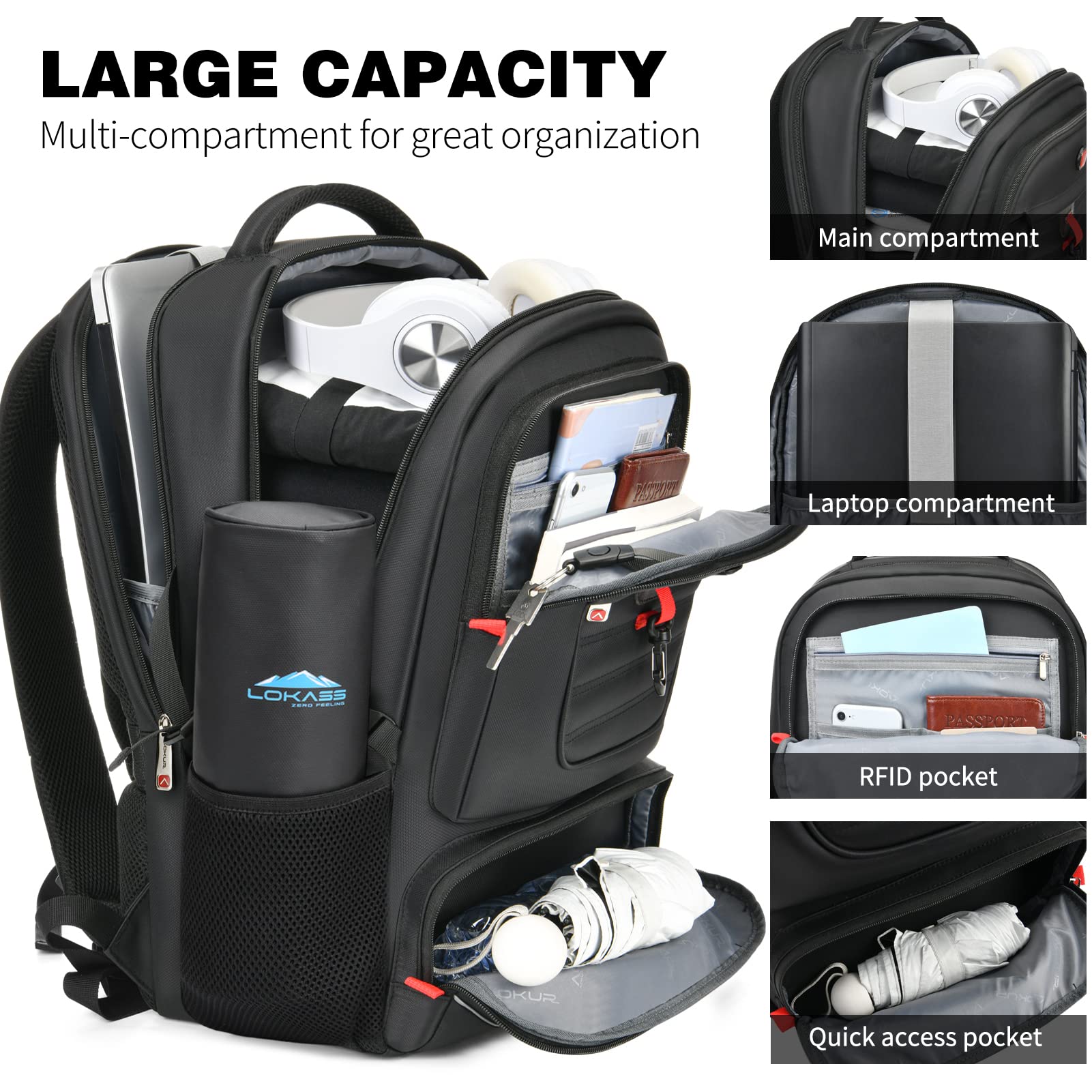 Laptop Backpack for Men Women, College School Business Work 17.3 Inch Computer Backpack Travel Bookbag with USB Charging Port, Waterproof Large Durable Carry-On Backpack (with Golf Cooler Bag)