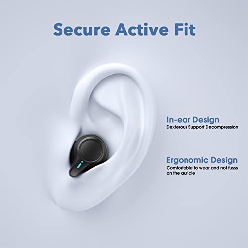 KOSETON E10 True Wireless Bluetooth Earbuds, Titanium Black β Wireless Earbuds for Running and Sport, Charging Case Included, Dual Microphones, 30 Hour Battery and Great Sound Quality