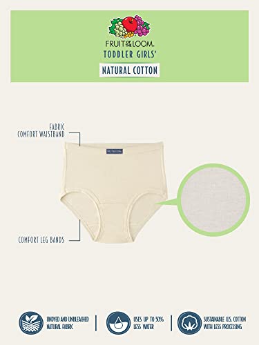 Fruit of the Loom Toddler Girls' Tag-free Cotton Underwear Briefs, Brief - 12 Pack Natural Cotton, 4-5T US