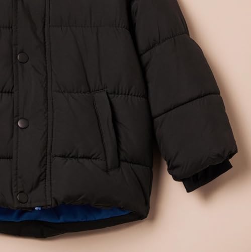 Amazon Essentials Boys' Heavyweight Hooded Puffer Jacket, Black, Small