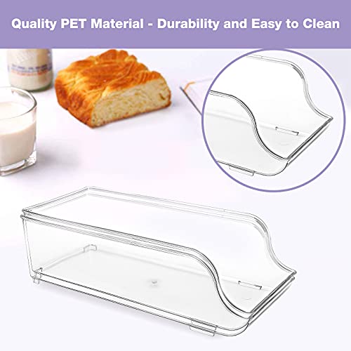 Puricon 2 Pack Refrigerator Organizer Bins Can Dispenser Storage Holder, Soda Beverage Canned Food Container Bin Clear Plastic Pantry Storage Rack for Fridge Kitchen Countertops Cabinets -Standard Can