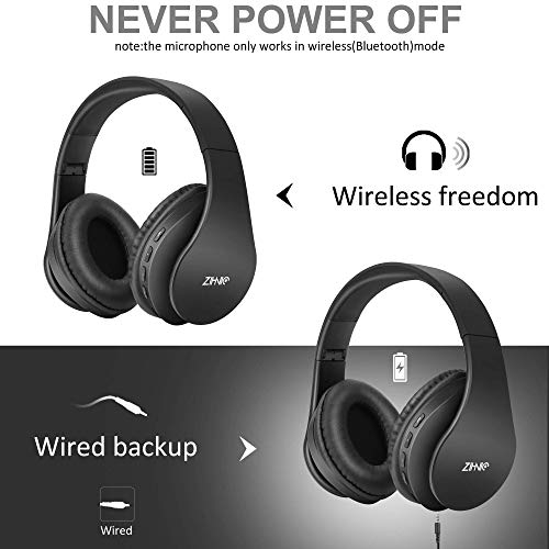 2 Items,1 Black Zihnic Over-Ear Wireless Headset Bundle with 1 Black Green Zihnic Foldable Wireless Headset