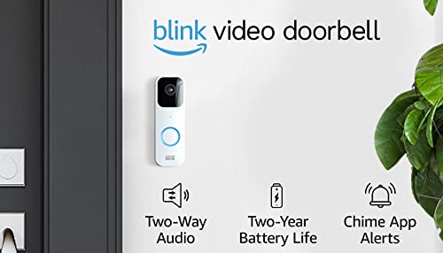 Blink Video Doorbell (White) + Mini Camera (Black) with Sync Module 2 | Two-Way Audio, HD Video, Motion and Chime Alerts | Alexa Enabled
