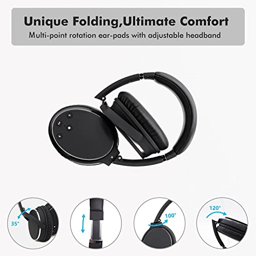 Srhythm NC25 Active Noise Cancelling Stereo Headphones Bluetooth 5.0, ANC Headset Over-Ear Bundle with Comfortable&Soft Sleep Mask with Adjustable Strap to Block Light