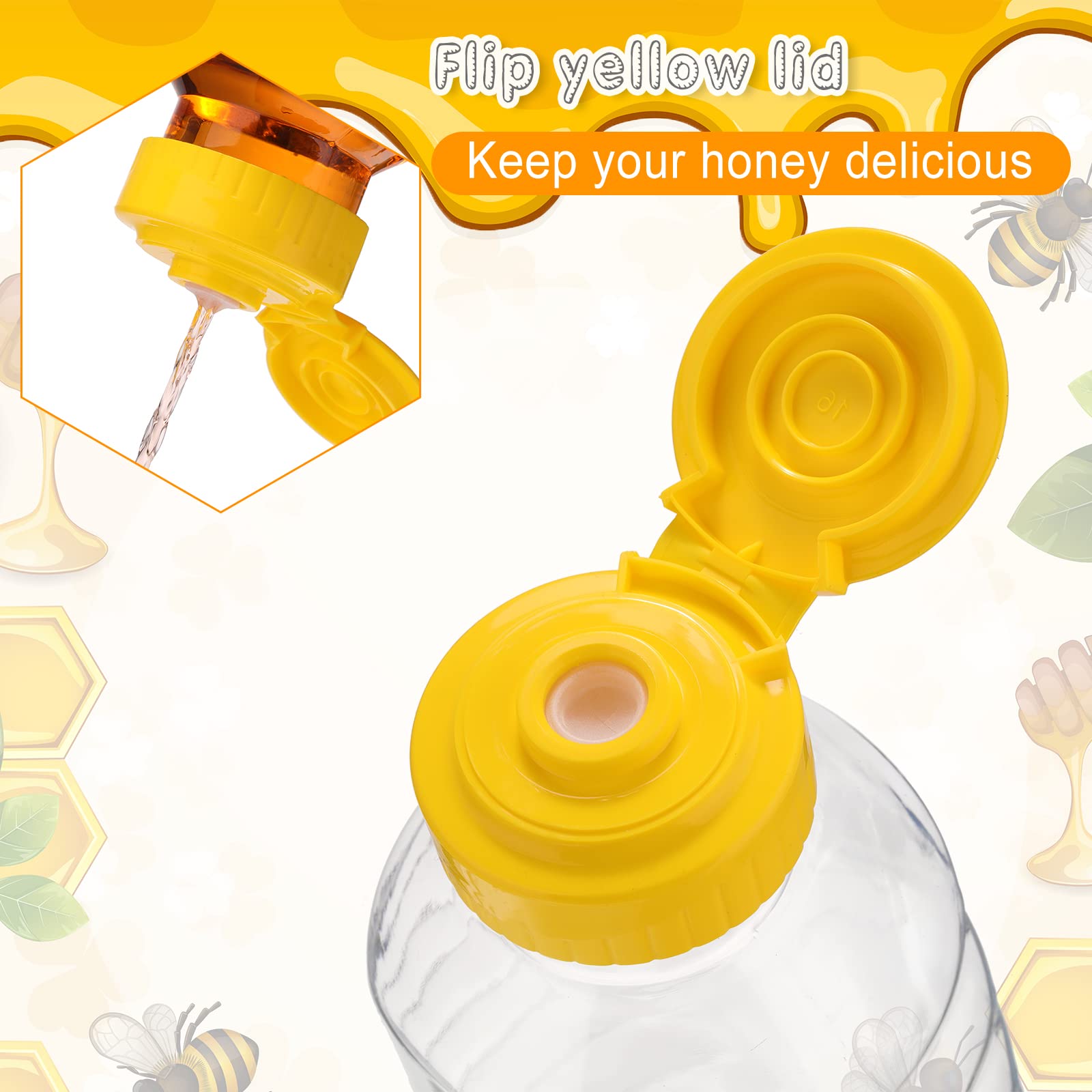 24 Pcs 16 oz Clear Plastic Honey Bottles Plastic Skep Style Jar Honey Squeeze Bottle Empty Refillable Honey Dispenser with Flip Top Lids Leak Proof Honey Containers Holders for Storing and Dispensing
