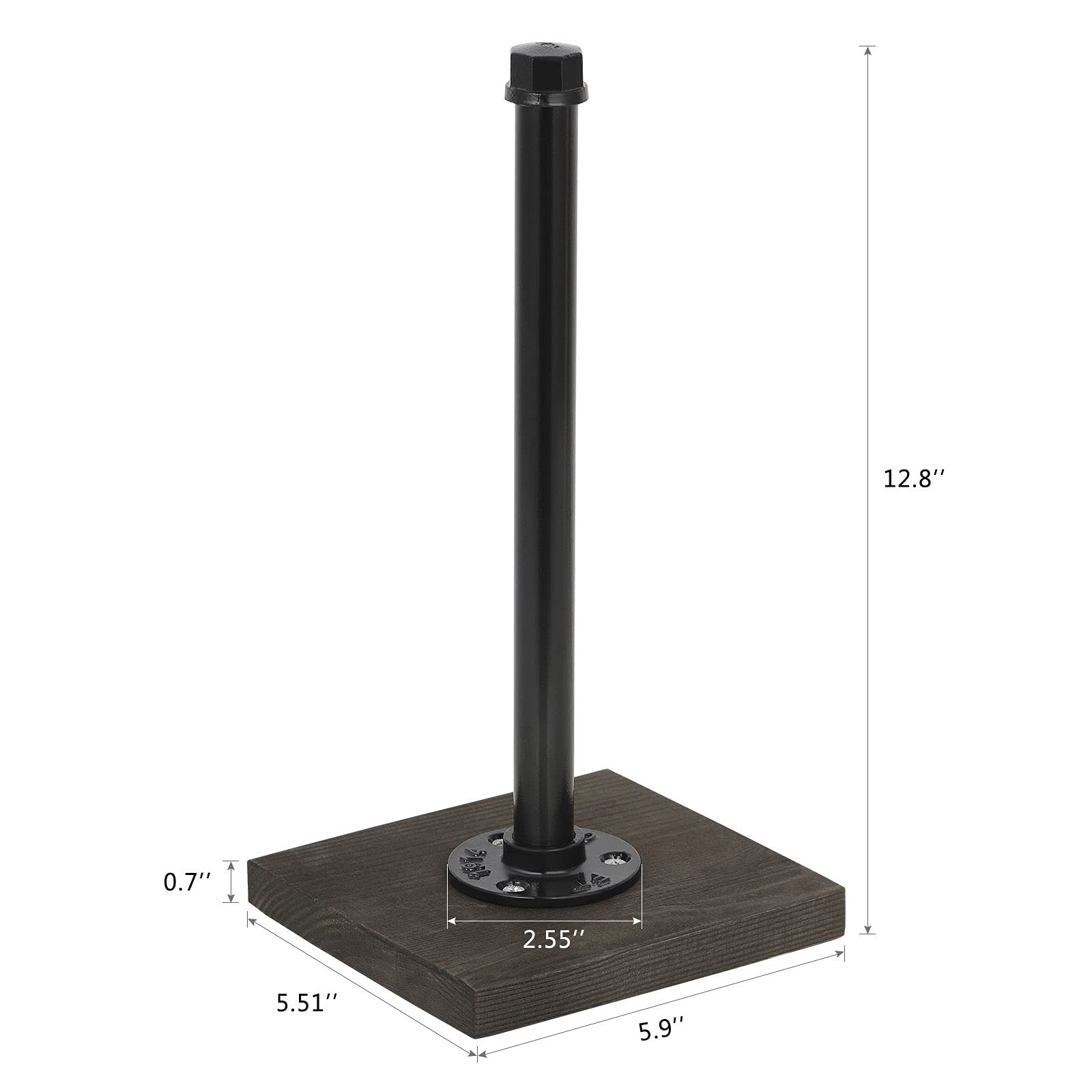LIANTRAL Paper Towel Holder Stand, Free-Standing Farmhouse Kitchen Countertop Paper Towel Roll Dispenser with Wood Base (Rustic Brown)