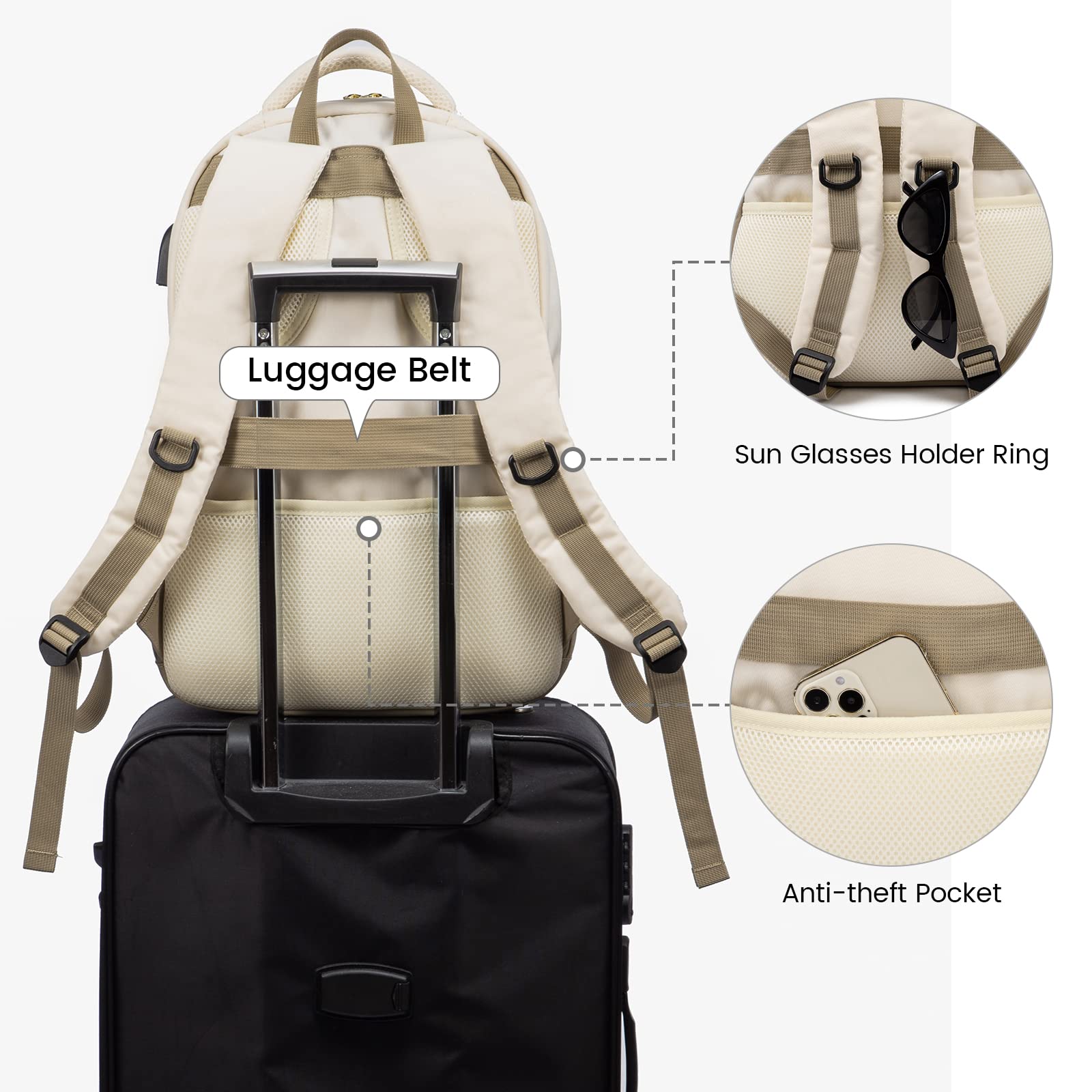 LOVEVOOK Classical Backpack for Women, School Bookbag with Laptop Compartment for College Work Travel, Water Resistant Daypack, Fit 15.6" Laptop