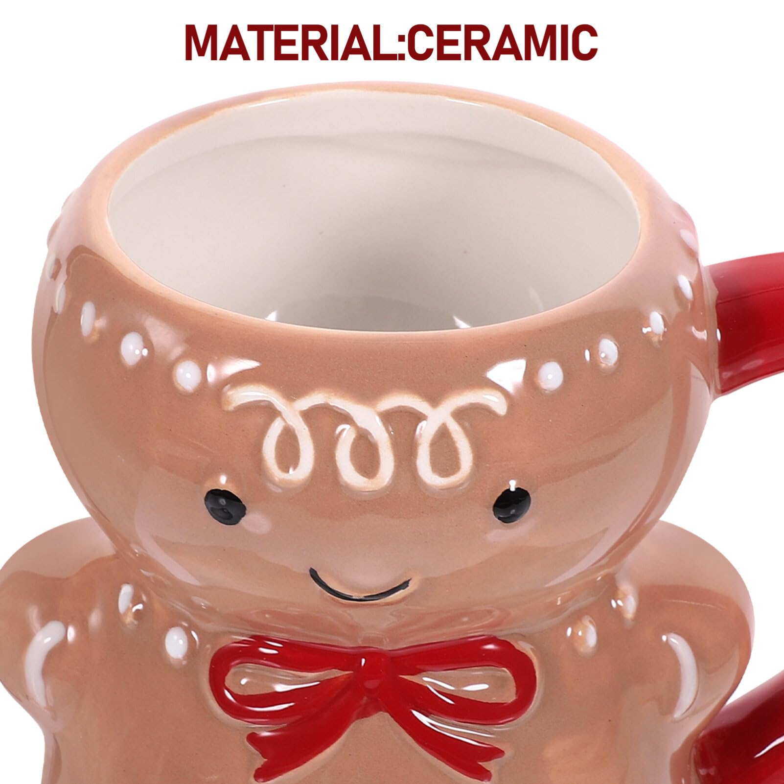 Amosfun Gingerbread , Ceramic Christmas Coffee Cup Christmas Character Mugs Xmas Party Tea Cup Novelty Drinking Cup for Hot Chocolate Cocoa Mugs