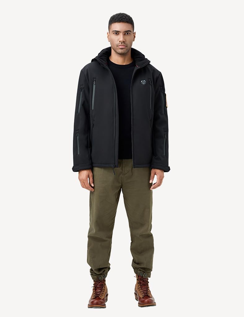 Men's Heated Jacket with Detachable Hood, Waterproof Winter Outdoor Heating Jackets for Men (Battery Pack Included)