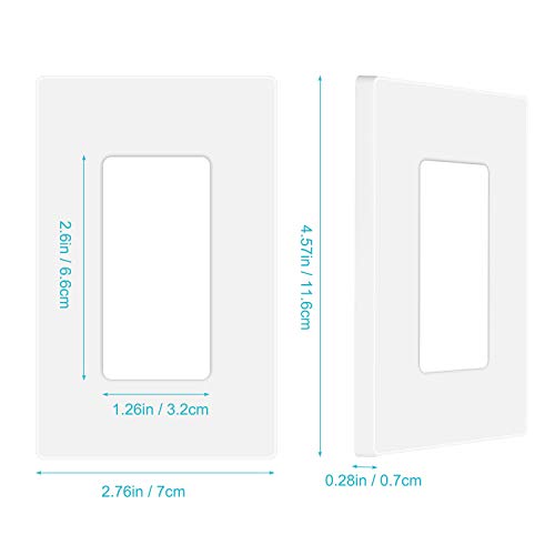 MLLIZH 10 Pack 1-Gang Screwless Wall Plate, Decora Outlet Cover Plates, 4.57β H x 2.76β L, for Light Switch, Dimmer, GFCI, USB Outlet