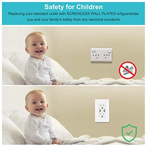 MLLIZH 10 Pack 1-Gang Screwless Wall Plate, Decora Outlet Cover Plates, 4.57β H x 2.76β L, for Light Switch, Dimmer, GFCI, USB Outlet