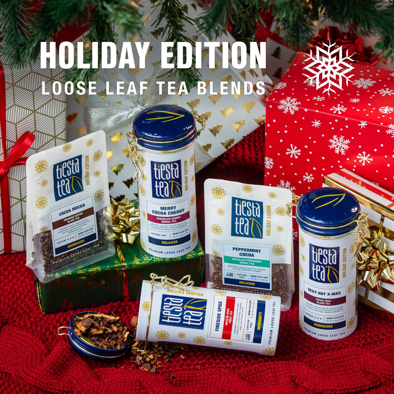 Tiesta Tea - Cozy Peppermint Cocoa | Loose Leaf | Chocolate Peppermint Herbal Tea | Premium Non-Caffeinated Holiday Blend | Make Hot or Iced & Up to 25 Cups | 1.5oz Resealable Pouch