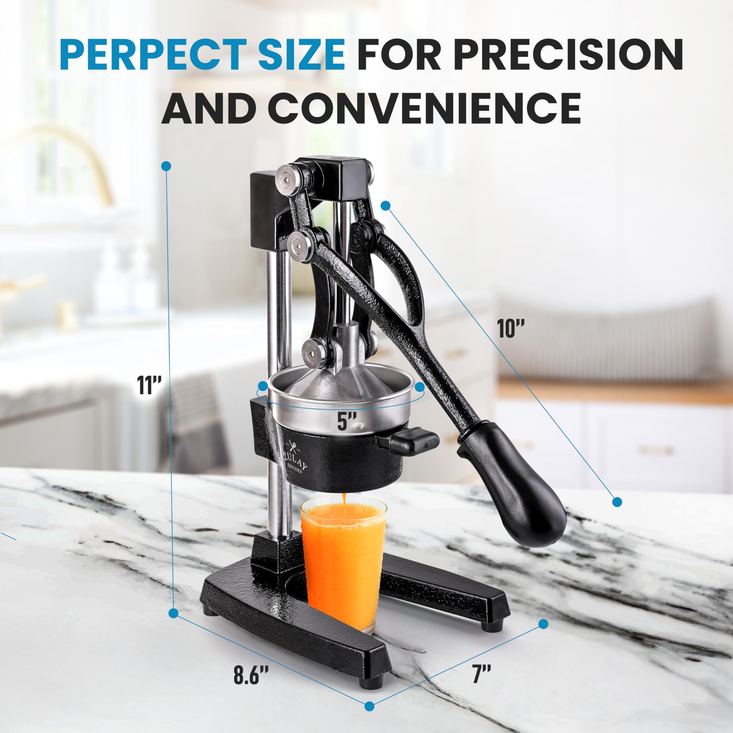 Zulay Professional Citrus Juicer - Manual Citrus Press and Orange Squeezer - Metal Lemon Squeezer - Premium Quality Heavy Duty Manual Orange Juicer and Lime Squeezer Press Stand, Black