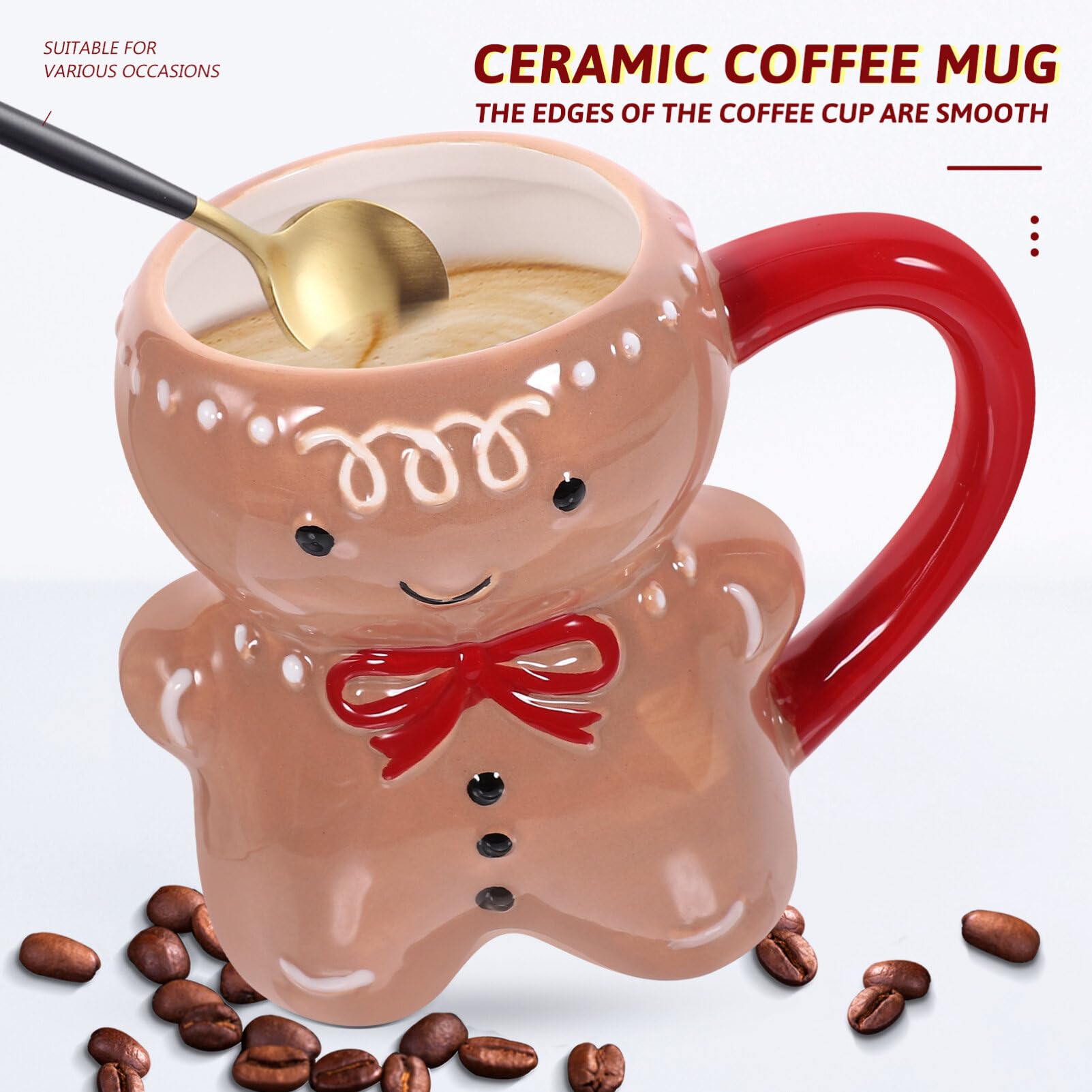 Amosfun Gingerbread , Ceramic Christmas Coffee Cup Christmas Character Mugs Xmas Party Tea Cup Novelty Drinking Cup for Hot Chocolate Cocoa Mugs