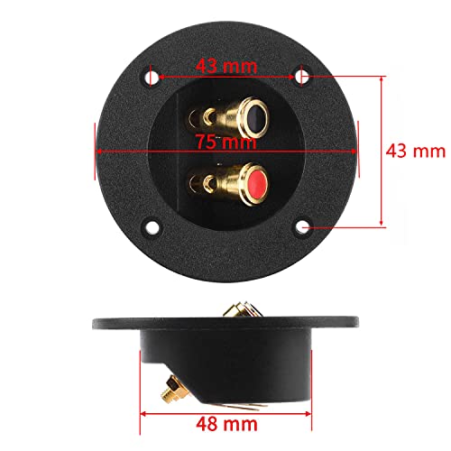 YTYKINOY 2 Pcs 3” Double Binding Round Gold Plate Push Spring Loaded Jacks Speaker Box Terminal Cup