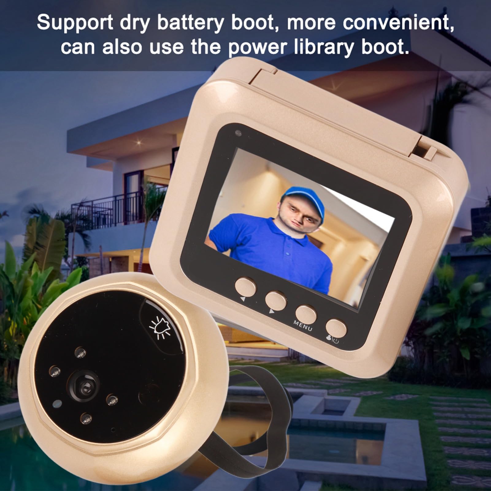Video Doorbell, Peephole Door Camera Digital Door Viewer, Humanized FIFO Design 160 Degree Wide Angle 2.0MP Pixel for Videotape Home Security Take Photos